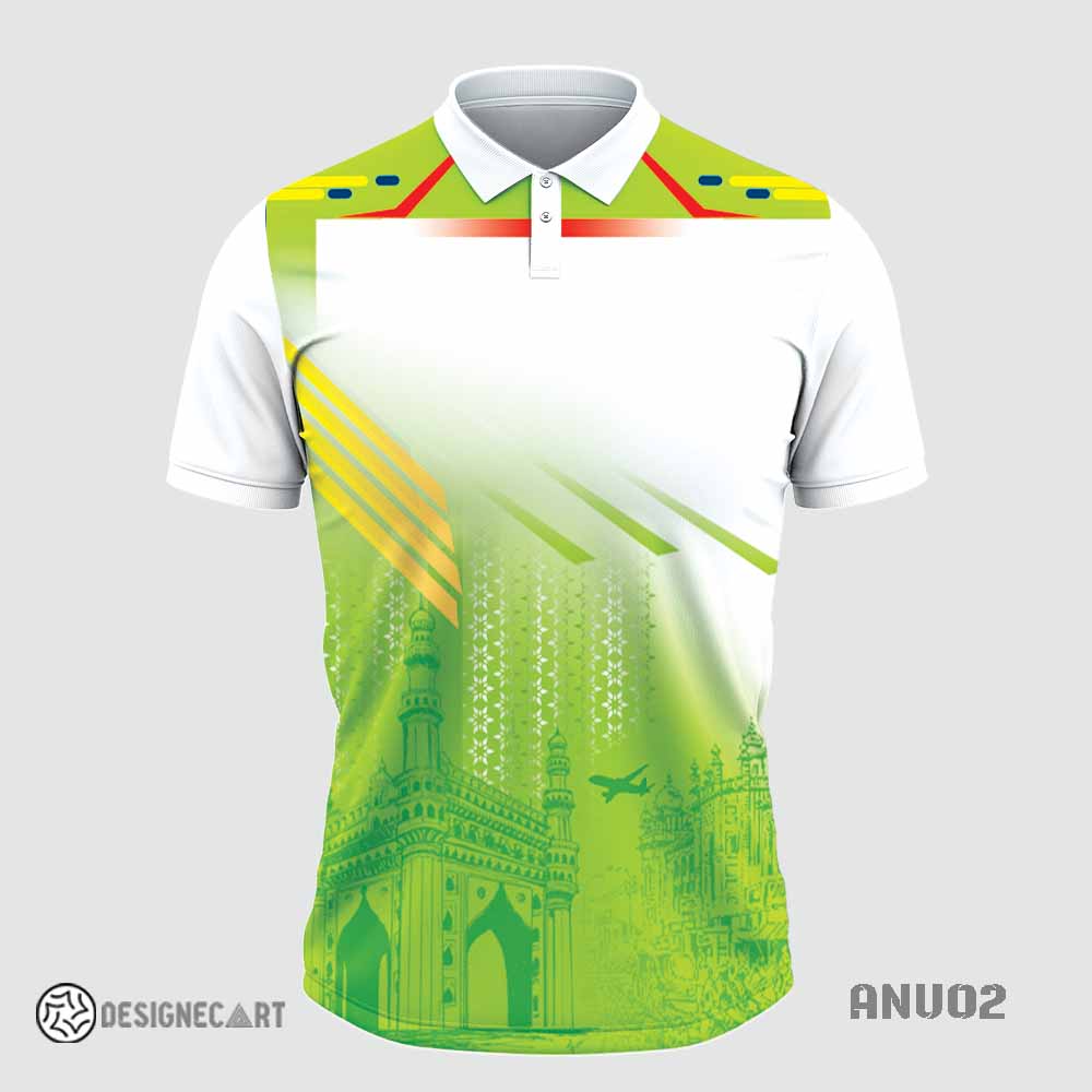 Cricket Jersey Design- Green & White - designecart.com
